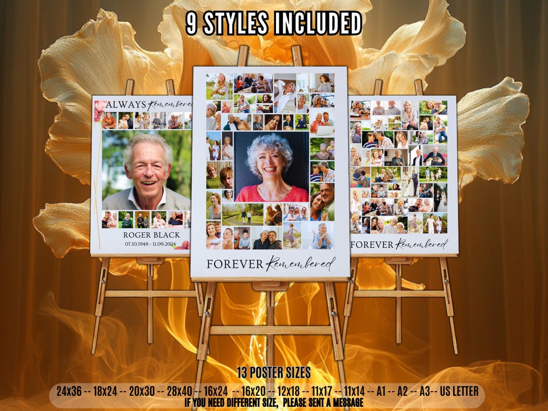 Celebration of Life Photo Collage Sign: Funeral Memorial Template ...