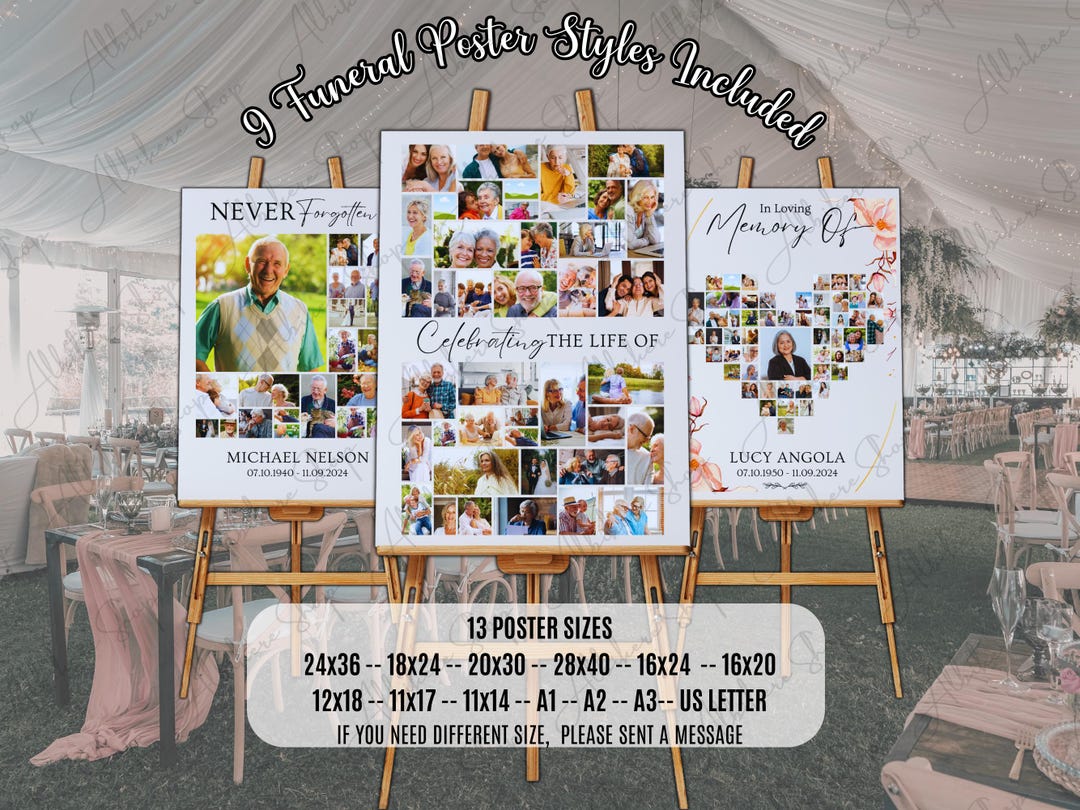 Funeral Photo Collage Poster: Celebration of Life Template (digital ...