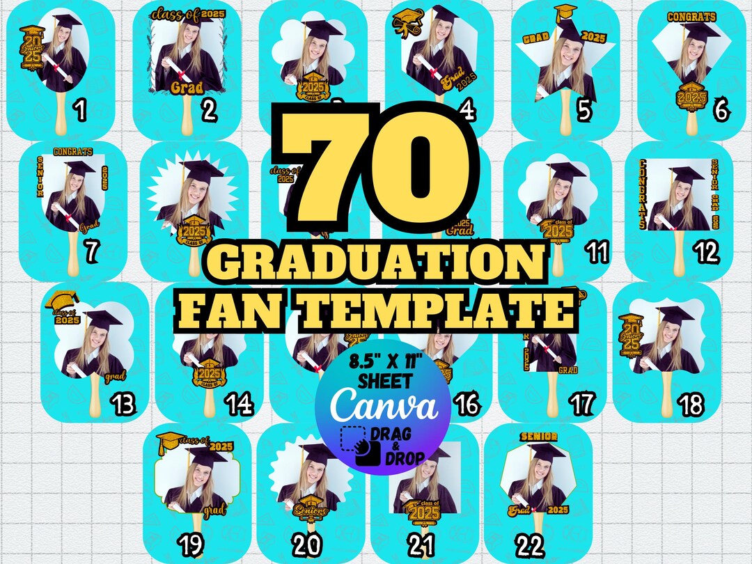 70 Graduation Paddle Fan Template, Custom Grad Fan, Graduation Fan 2025 ...