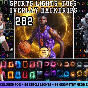 Sport Light Background Fog Backdrops PNG Digital Poster Neon Lights ...