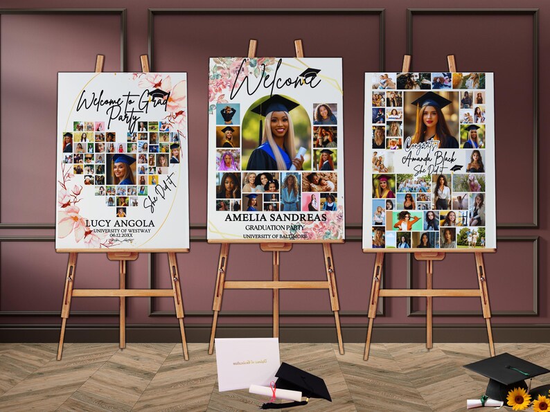 Graduation Photo Collage Welcome Sign Template (canva Editable) - Etsy