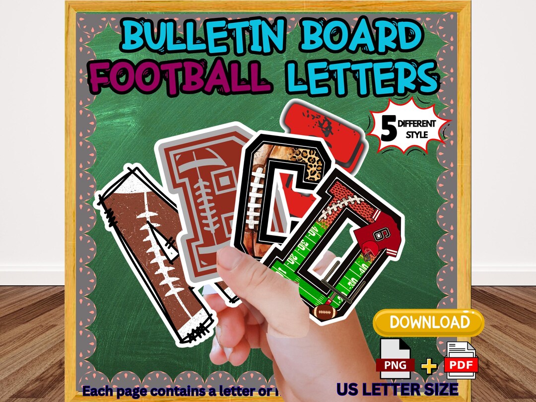 Football Bulletin Board Letters, Sports Theme, Classroom Decor (digital ...