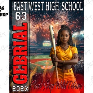 Photoshop Softball Poster Templates PSD, Stadium Lights Softball ...