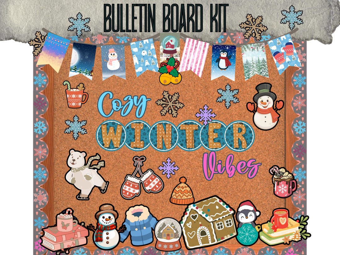 Cozy Winter Bulletin Board Kit Holiday Season Theme: December Seasonal ...