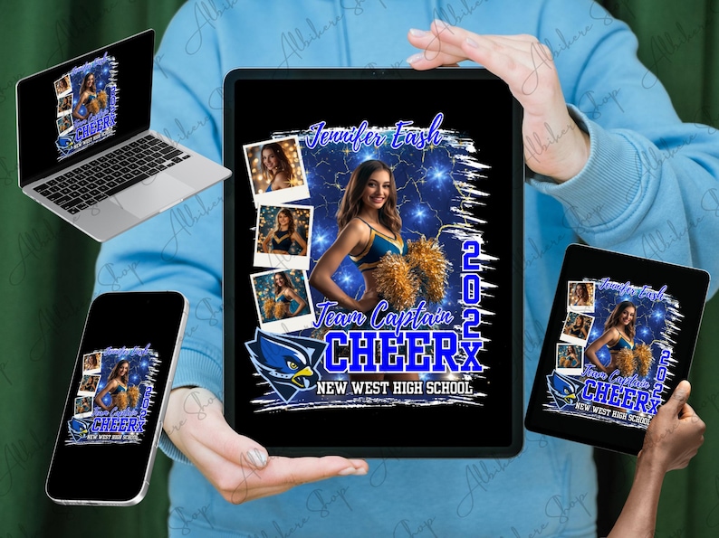 Cheerleading Shirt Template: High School Cheer Photo Collage (canva) - Etsy