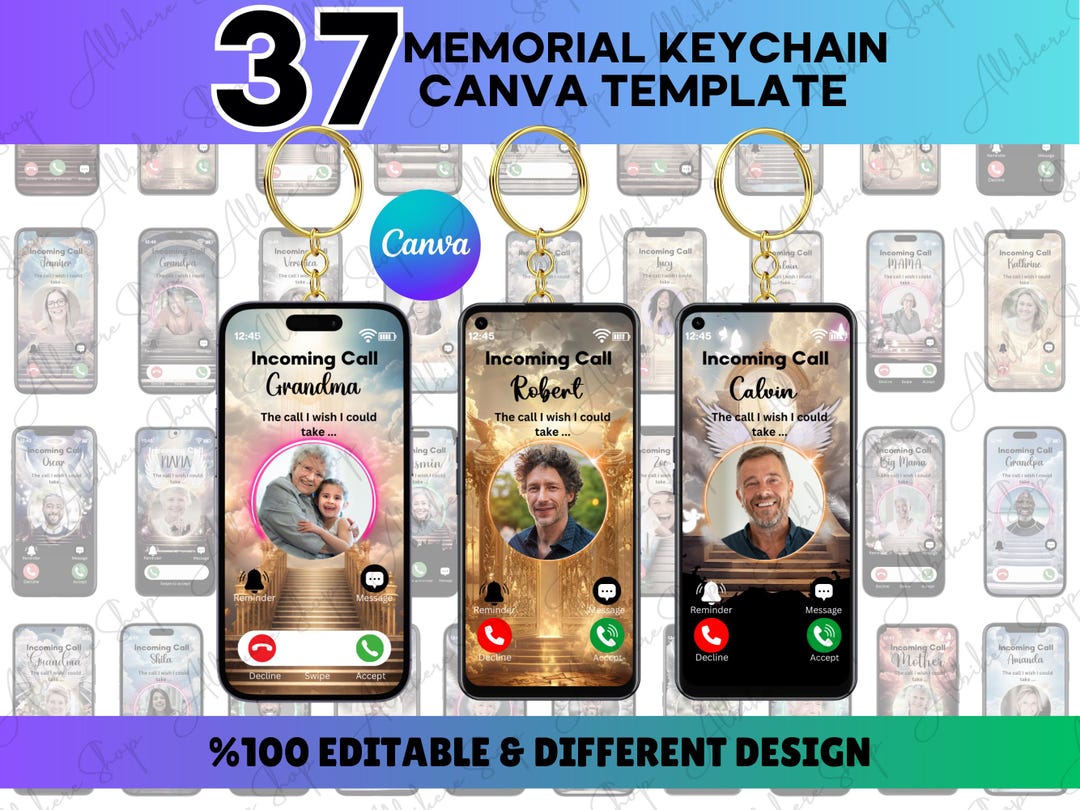 Custom Memorial Keychain Template Canva, in Love Memory Editable Phone ...