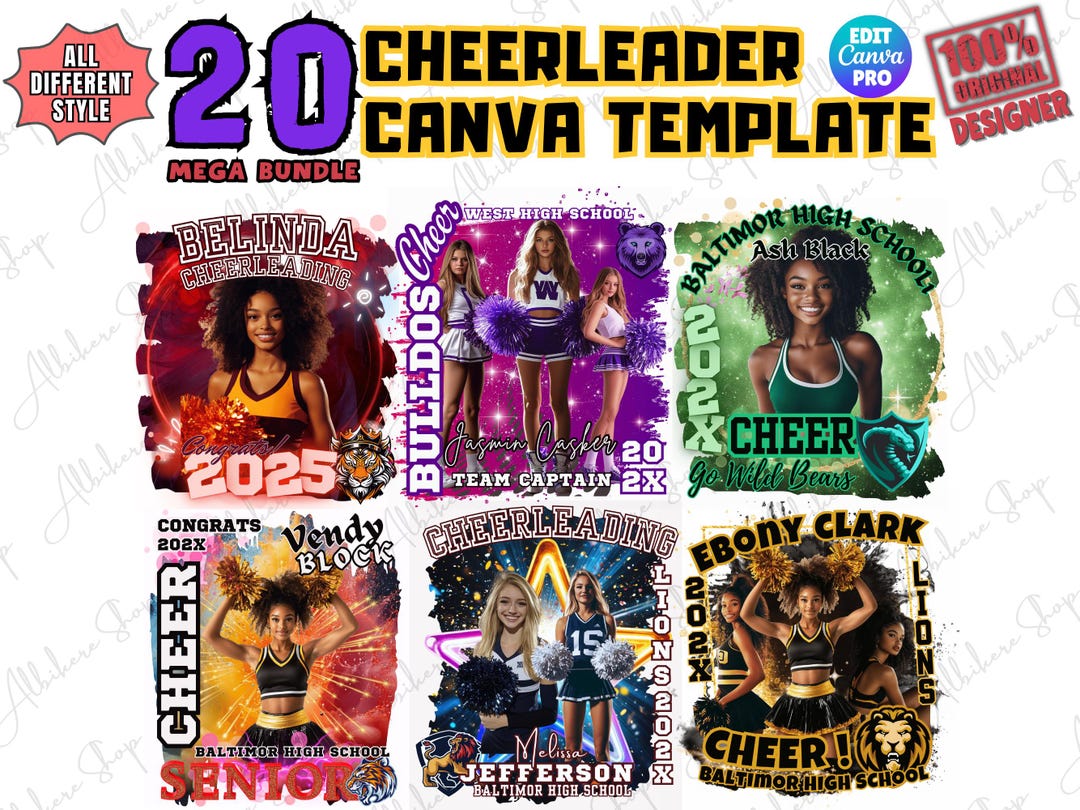 Cheerleading Editable Canva Template PNG, Cheerleader Bootleg Canva ...