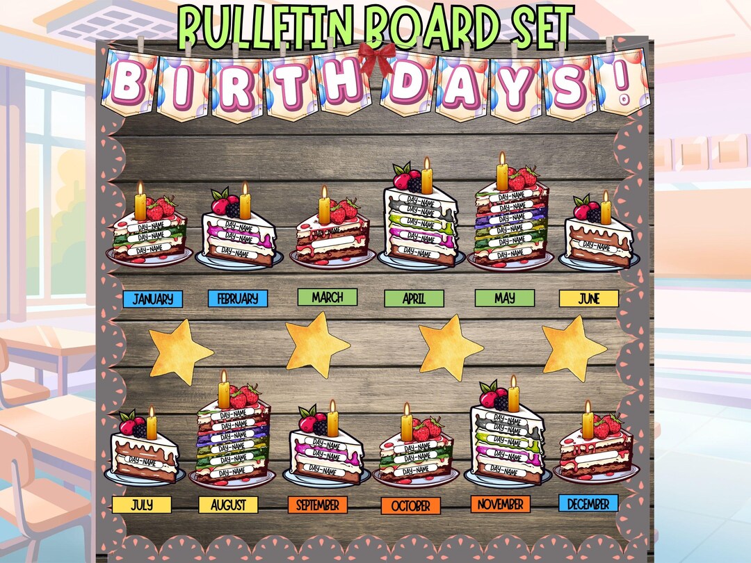 Cupcake Birthday Bulletin Board Kit Rainbow Classroom Door Decor ...