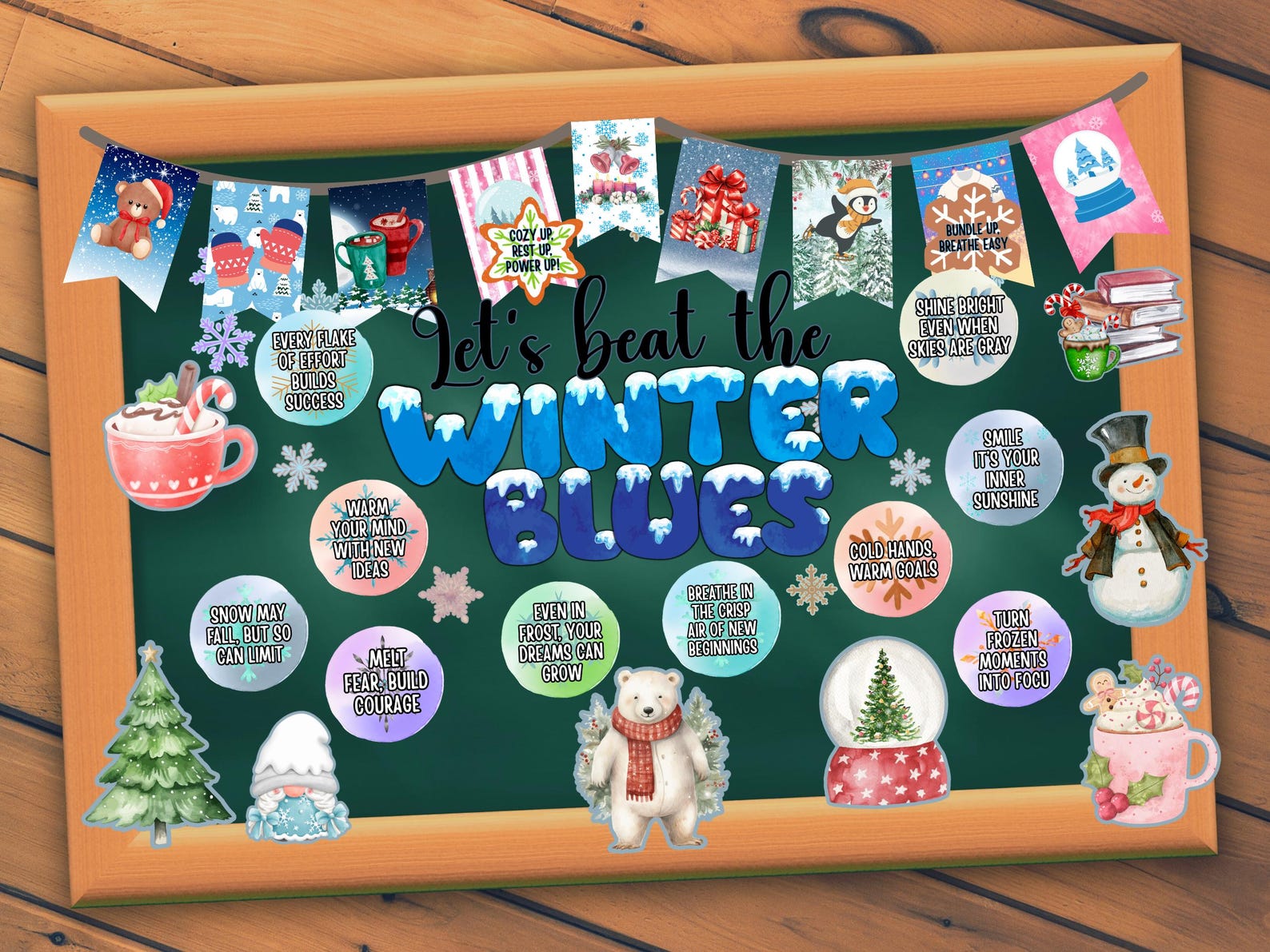 Winter Bulletin Board Kit Mental Health Set: December Classroom Decor ...