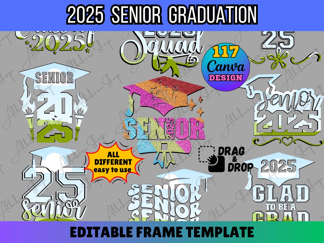 2025 Graduation Canva Frames 2025 Senior SVG, High School Shirt SVG ...