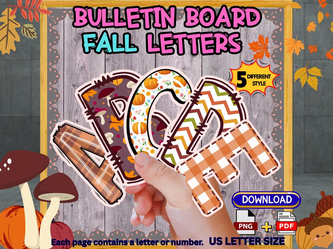 Buy Fall Bulletin Board Kit Fonts Letters: Autumn Alphabet Set ...
