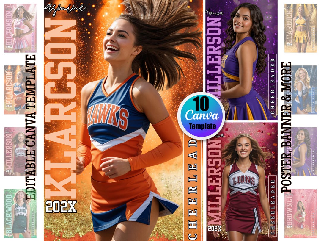 Cheerleader Canva Template Cheer Poster Dance Designs: Senior Team ...