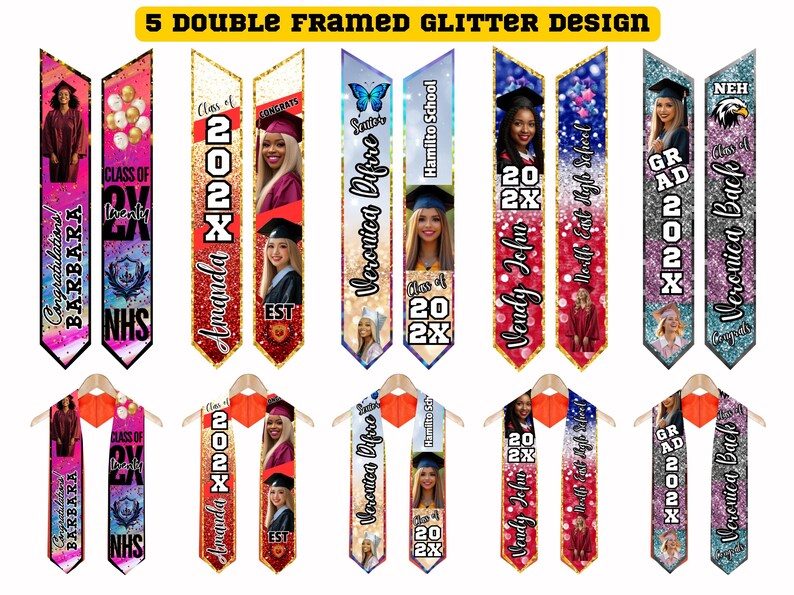 2026 Grad Stole Graduation Canva Design: Editable Senior Graduate Stole ...