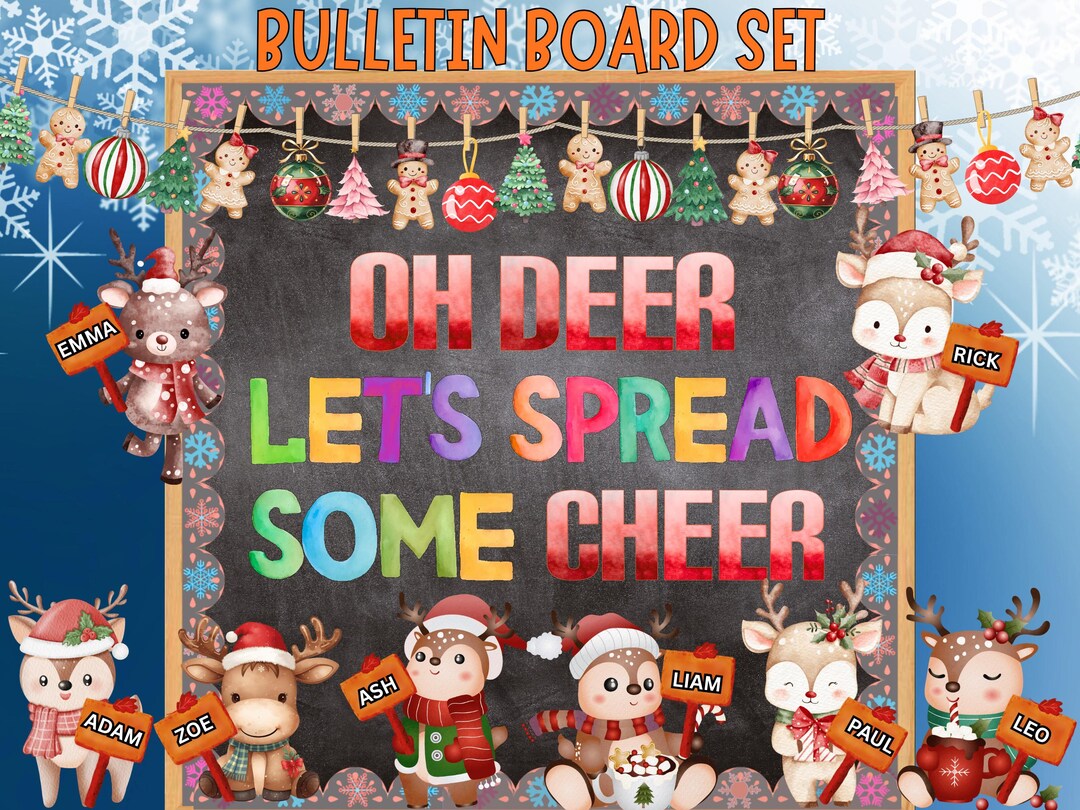 Winter Reindeer Christmas Bulletin Board Kit: December Classrom Door ...