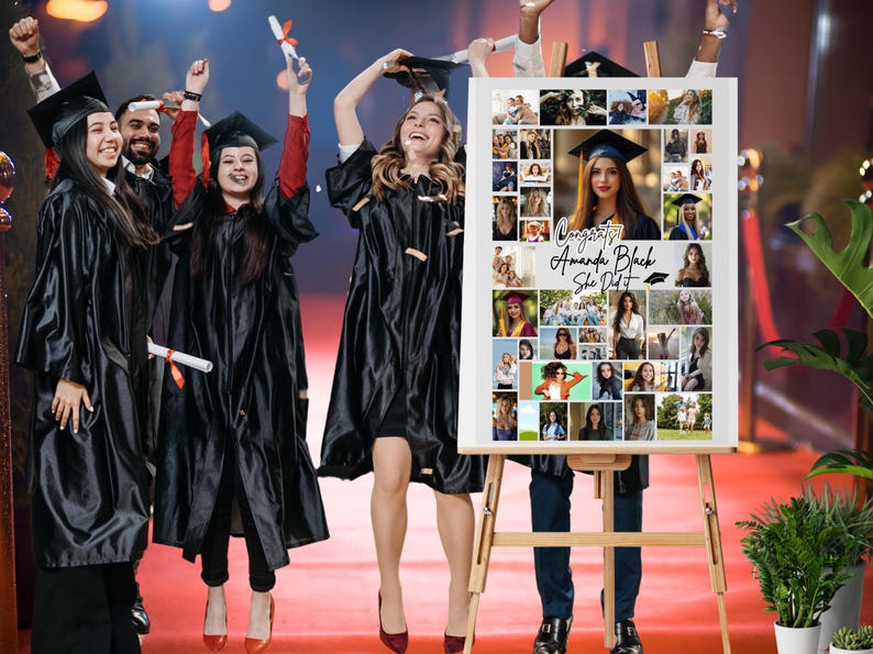 Graduation Photo Collage Grad Party Welcome Sign, Graduate Poster Easel ...