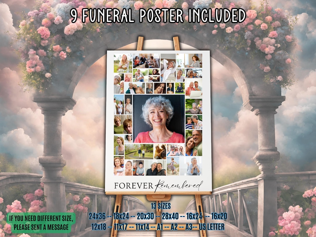 Memorial Photo Collage Template: Funeral Welcome Sign (canva Editable ...