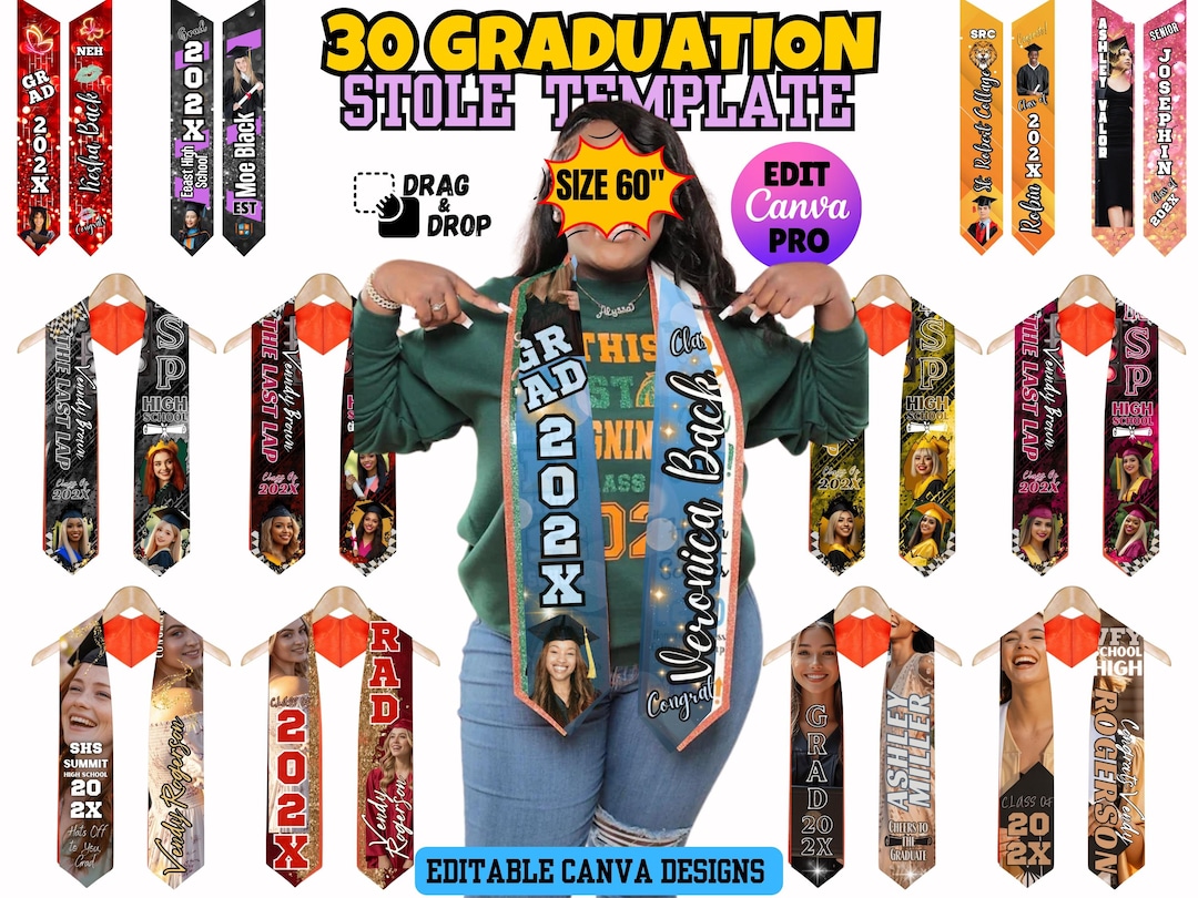Senior 2026 Graduation Stole Templates, Graduation Sash Sublimation ...