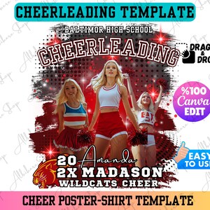 Cheerleading Poster Template Cheer Coach, Cheerleader Senior Sports ...
