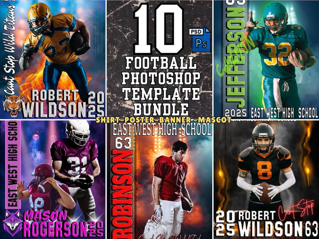 Football Sports Photoshop Templates Digital Mascot Player Poster (PSD ...