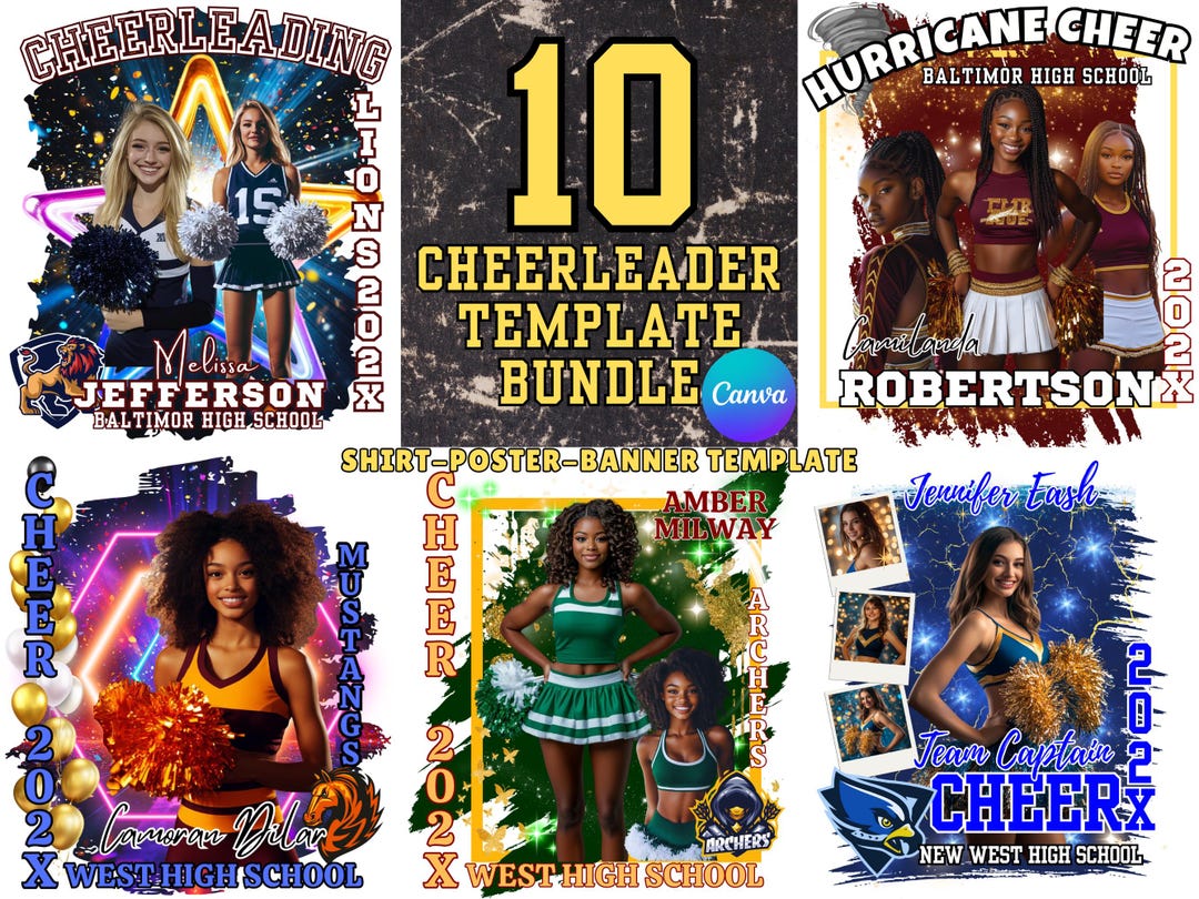 Cheerleader Senior Sports Poster: Canva Template - Etsy