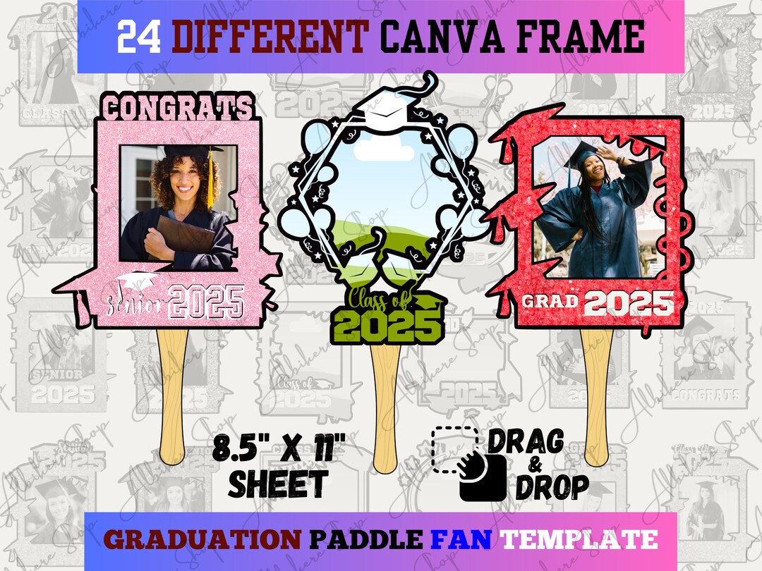 Graduation Paddle Fan Template Bundle, 2025 Grad Fan, 2025 Graduation ...