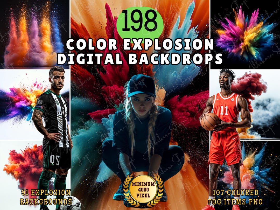 Color Dust Explosion Digital Backdrops, School Color Photography ...