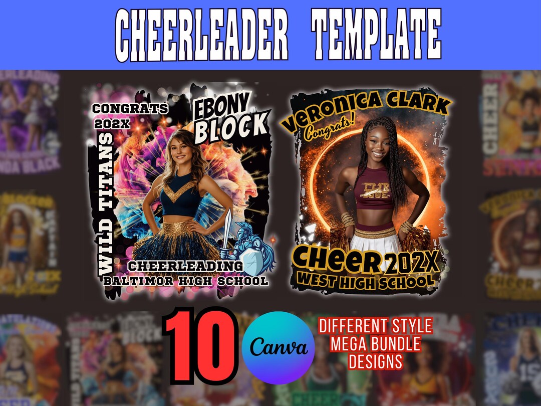 Cheerleading Editable Canva Template PNG, Cheer Theme T-shirt ...