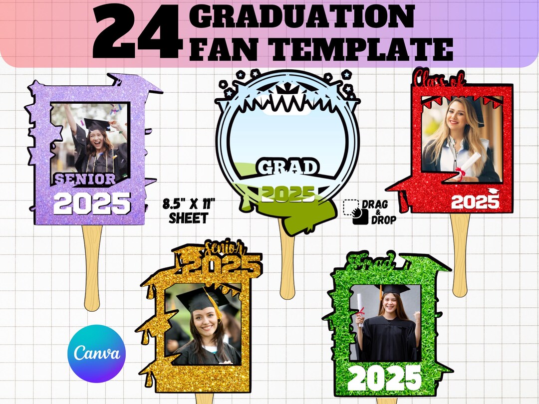Grad Fan Template Canva Editable Paddle, Fan Class of 2025, Graduation ...