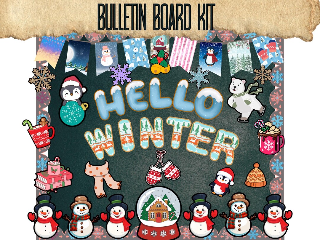 Hello Winter Bulletin Board Kit Snowman Decor: Printable Classroom ...