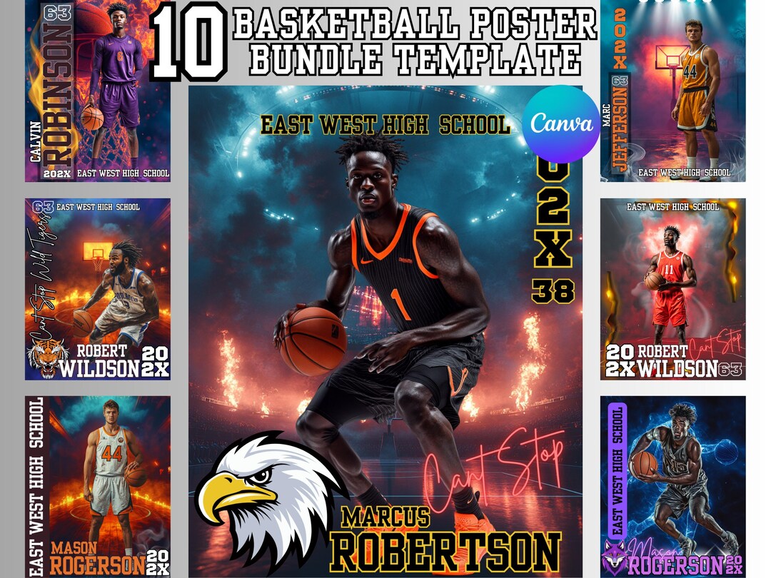 Editable Basketball Poster Canva Template, Photo Canva Basketball ...