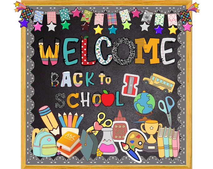 BACK TO SCHOOL Bulletin Board Kit, Printable Welcome Bulletin Board for ...