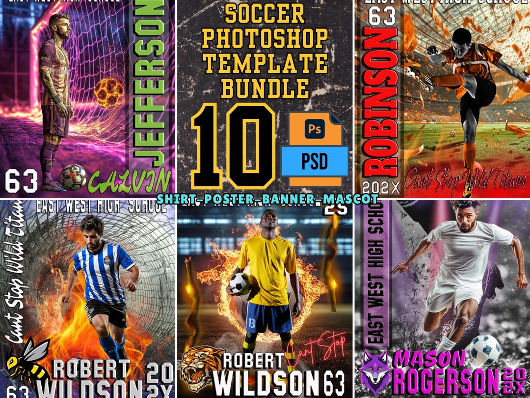 Photoshop Soccer Poster Templates Mascot PSD File, Editable Soccer ...