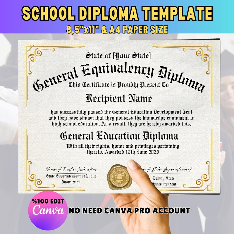 Ged Dipolma Template - Etsy