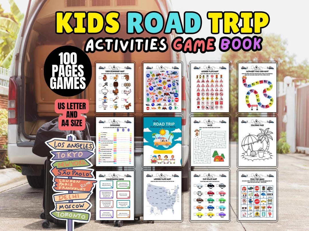 Road Trip Activities Printable Game Book PDF, Family Travel Scavenger ...