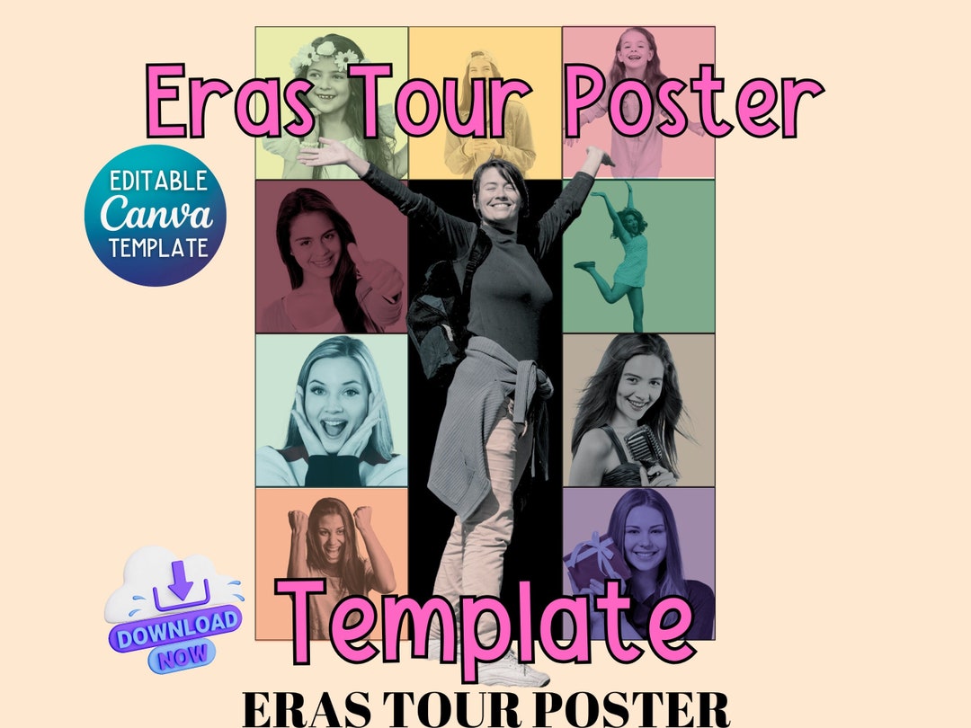 Taylor Eras Poster Template Canva Editable Concert Poster Grid Eras ...