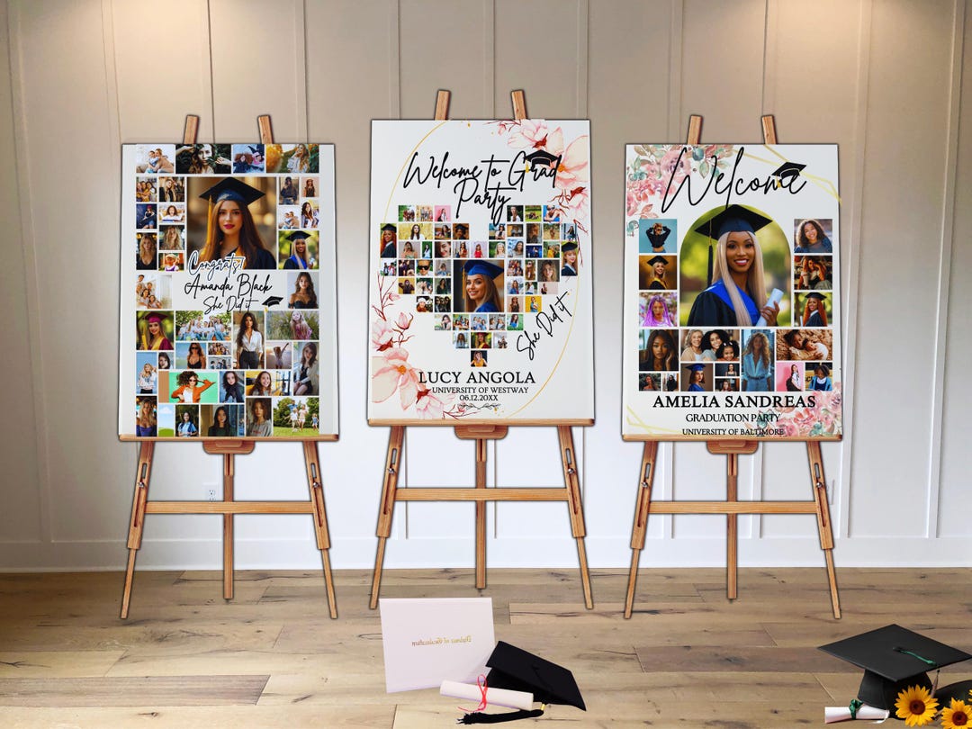 Graduation Photo Collage Grad Party Sign Templates Welcome Sign Display ...