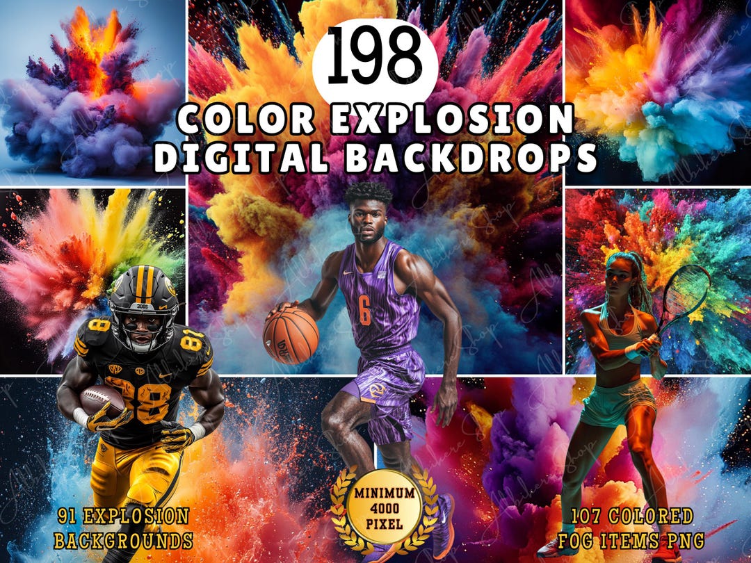 Colorful Explosion Sports Photography Backdrops (PNG Digital Download ...