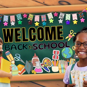 Welcome Back to School Bulletin Board Set, Printable Classroom Door ...