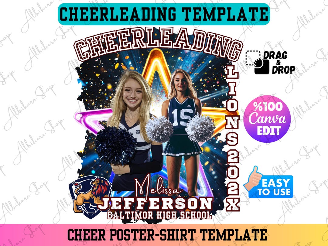 Cheer Poster Canva Template Cheeleader, Cheerleading Photo Collage ...