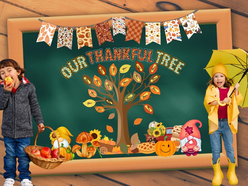 Printable Gratitude Tree: Thanksgiving Bulletin Board Kit, Library ...