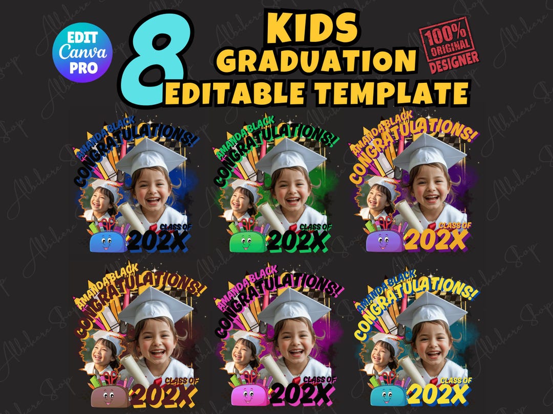 Prek Kid Grad Printable Graduation Canva Template, Class of 2025 Kids ...