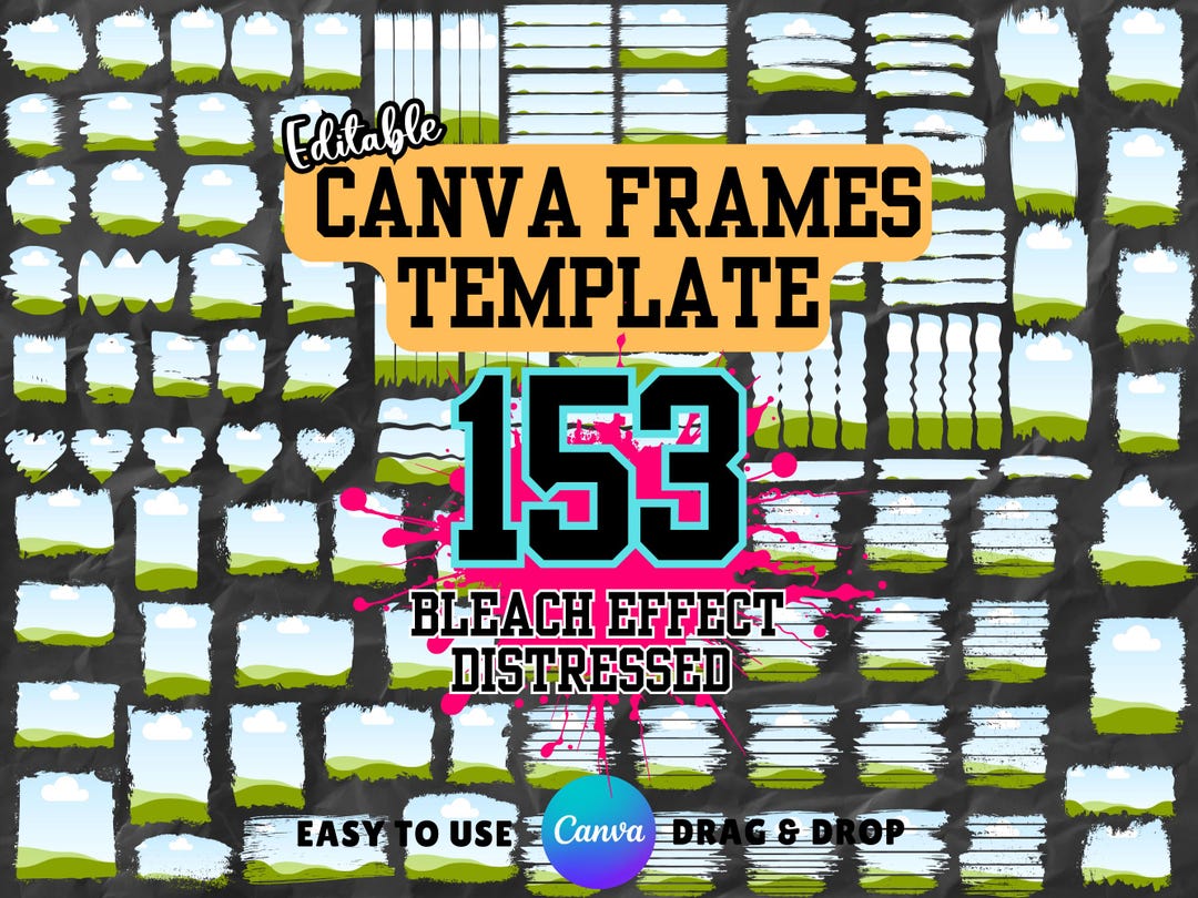 Bleach Effect Canva Frames: Distressed Edge Photo Collage (digital ...