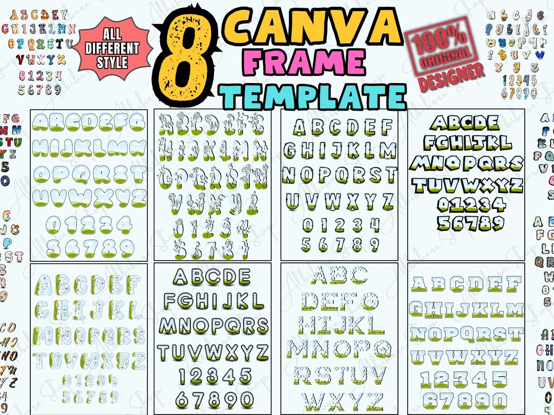 Canva Alphabet Frame Doodle Letters Template: Fill Your Own Font ...