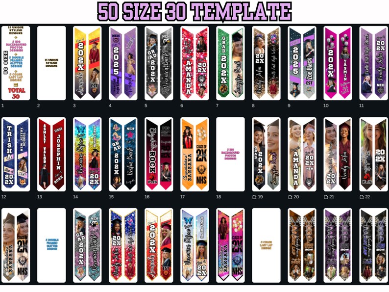 2026 Graduation Stole Senior Grad Canva Templates: Editable Graduation ...