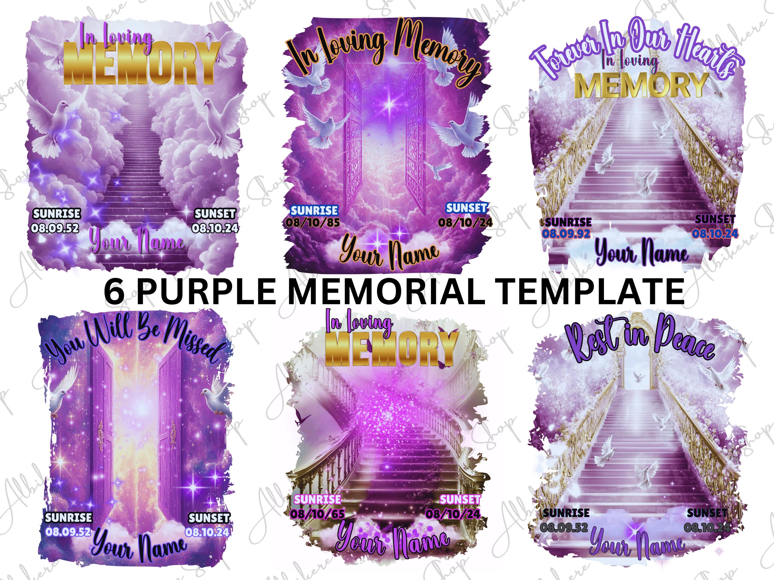 Purple Memorial Shirt PNG Template: Editable Funeral Design (canva Pro ...