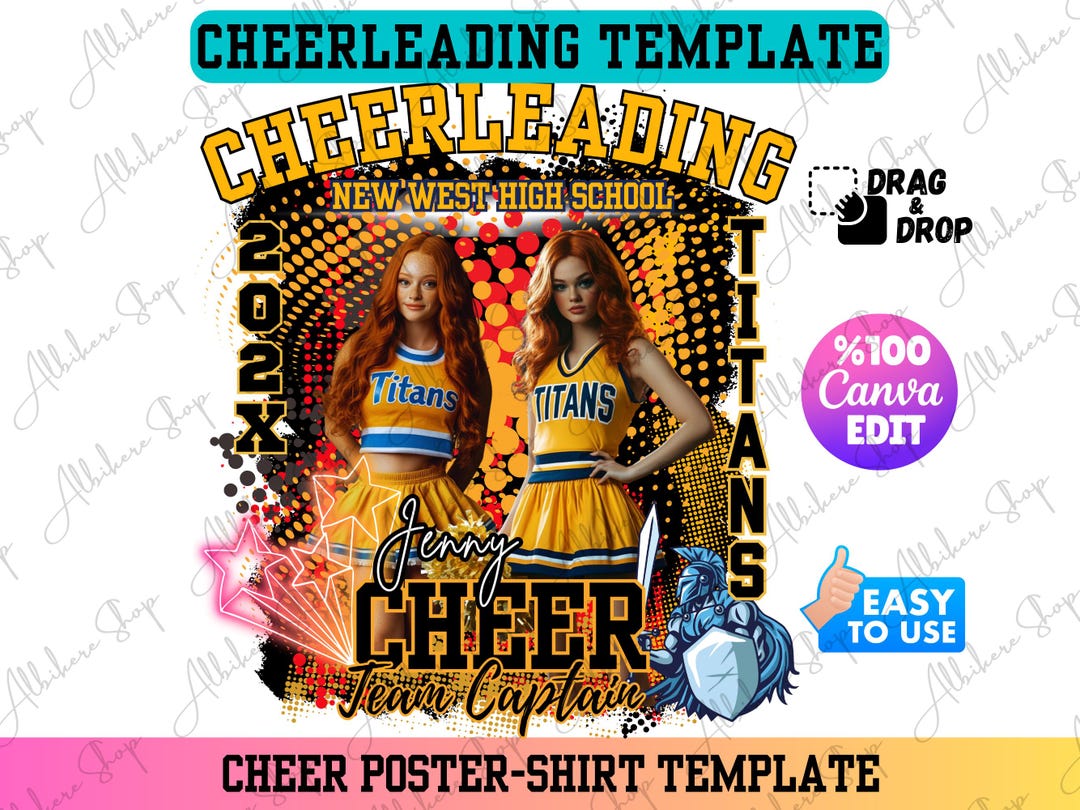 Cheerleading Poster Design Trendy Cheer, Cheerleader Poster PNG, Custom ...