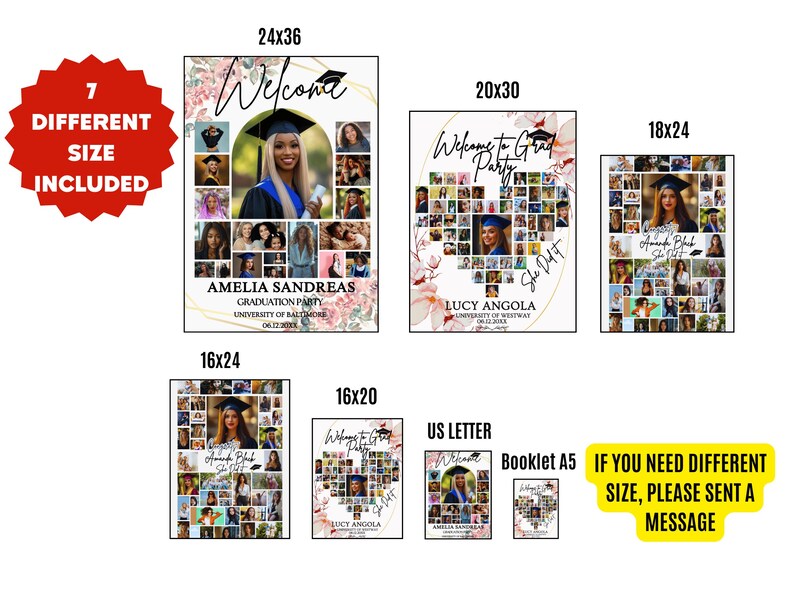 Graduation Photo Collage Grad Party Welcome Sign, Graduate Poster Easel ...