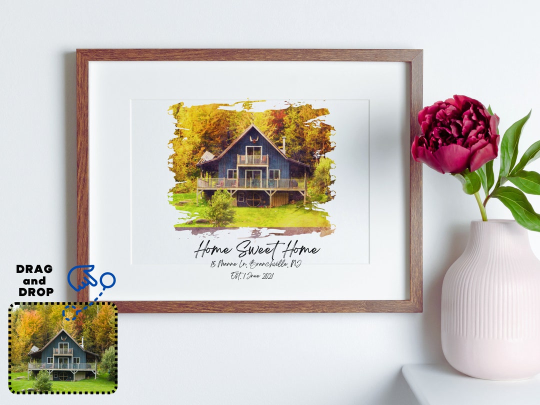 Home Portrait House Water Color Template House Painting From Photo ...