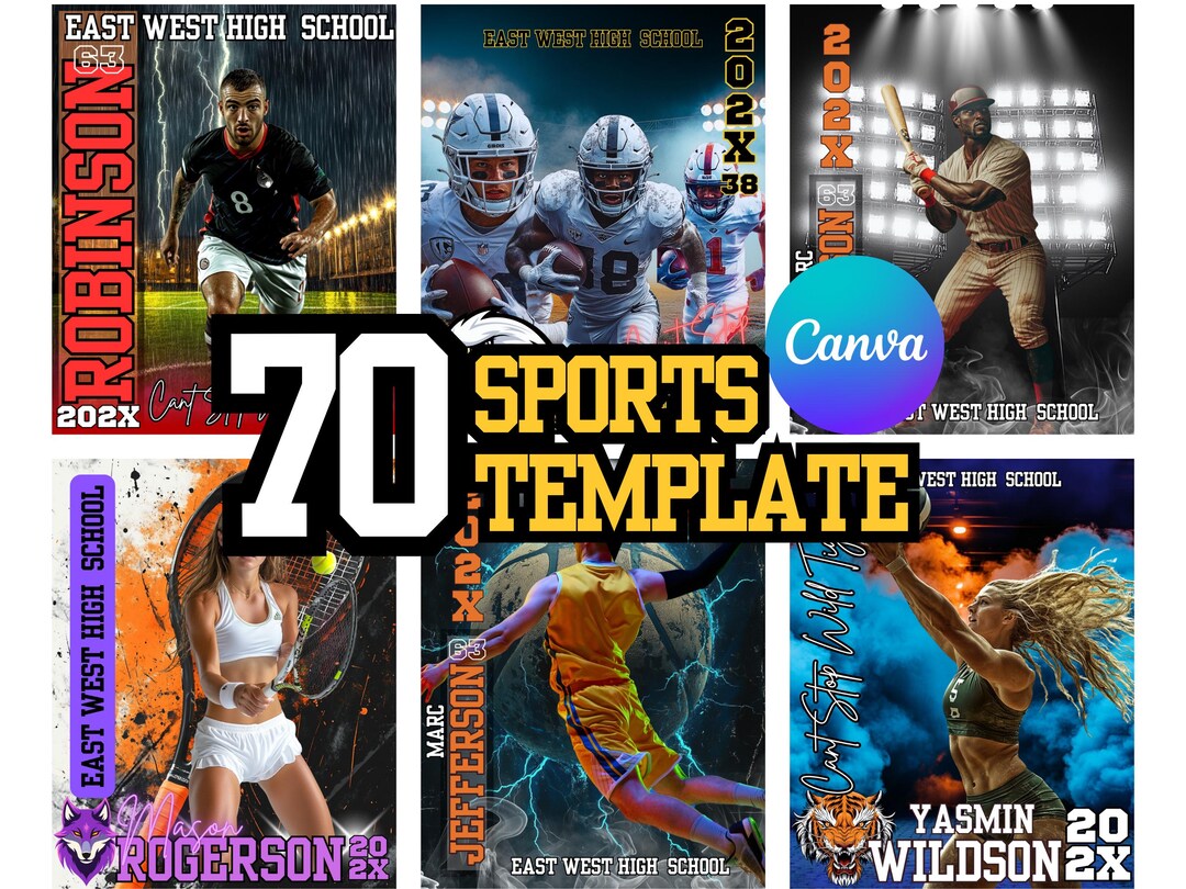70 Canva Sports Poster Templates: Senior Banners, Baseball Cards ...