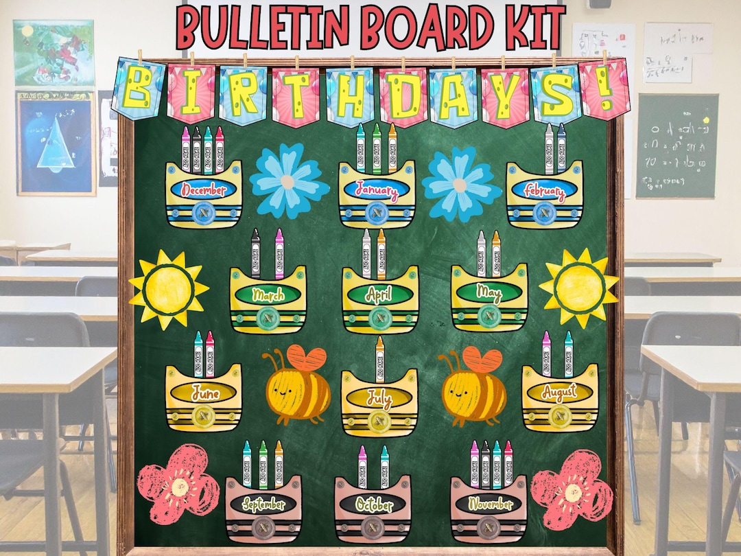 Birthday Bulletin Board Crayon Classroom Decor Prek Student Name ...